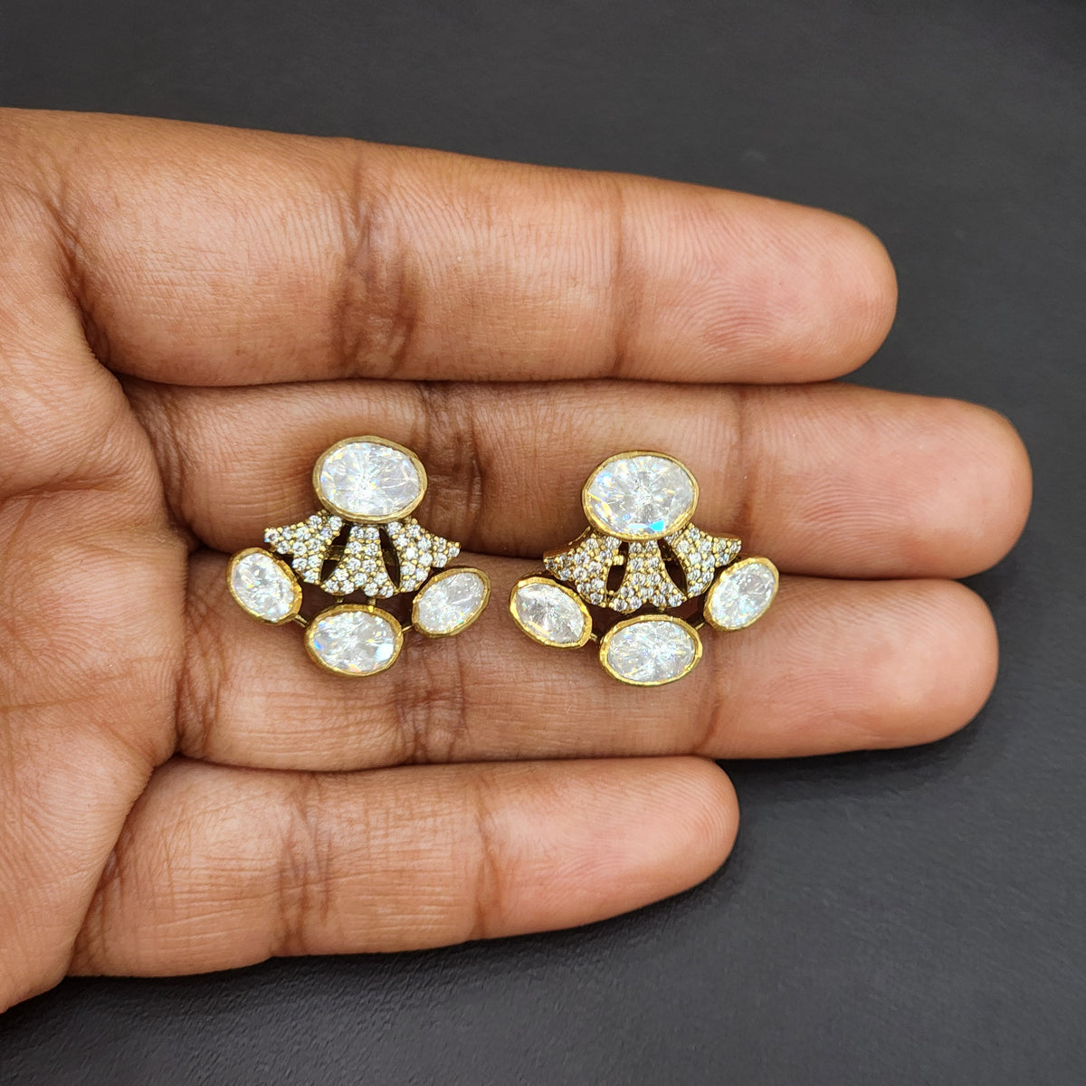 small uncut diamond studs – Argento Styles