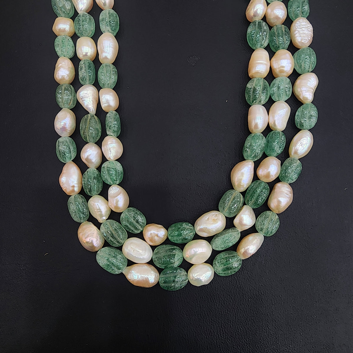 Layered Natural Pearl & Emerald Necklace – Argento Styles