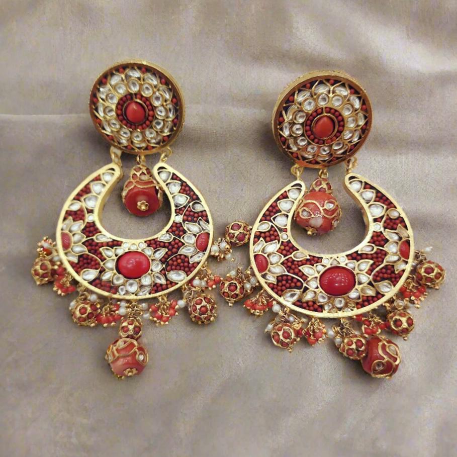 Coral Chandbali Earrings – Argento Styles